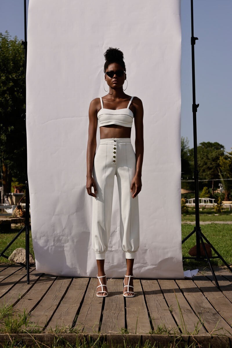 Cozy Twilight Beyaz Crop Top